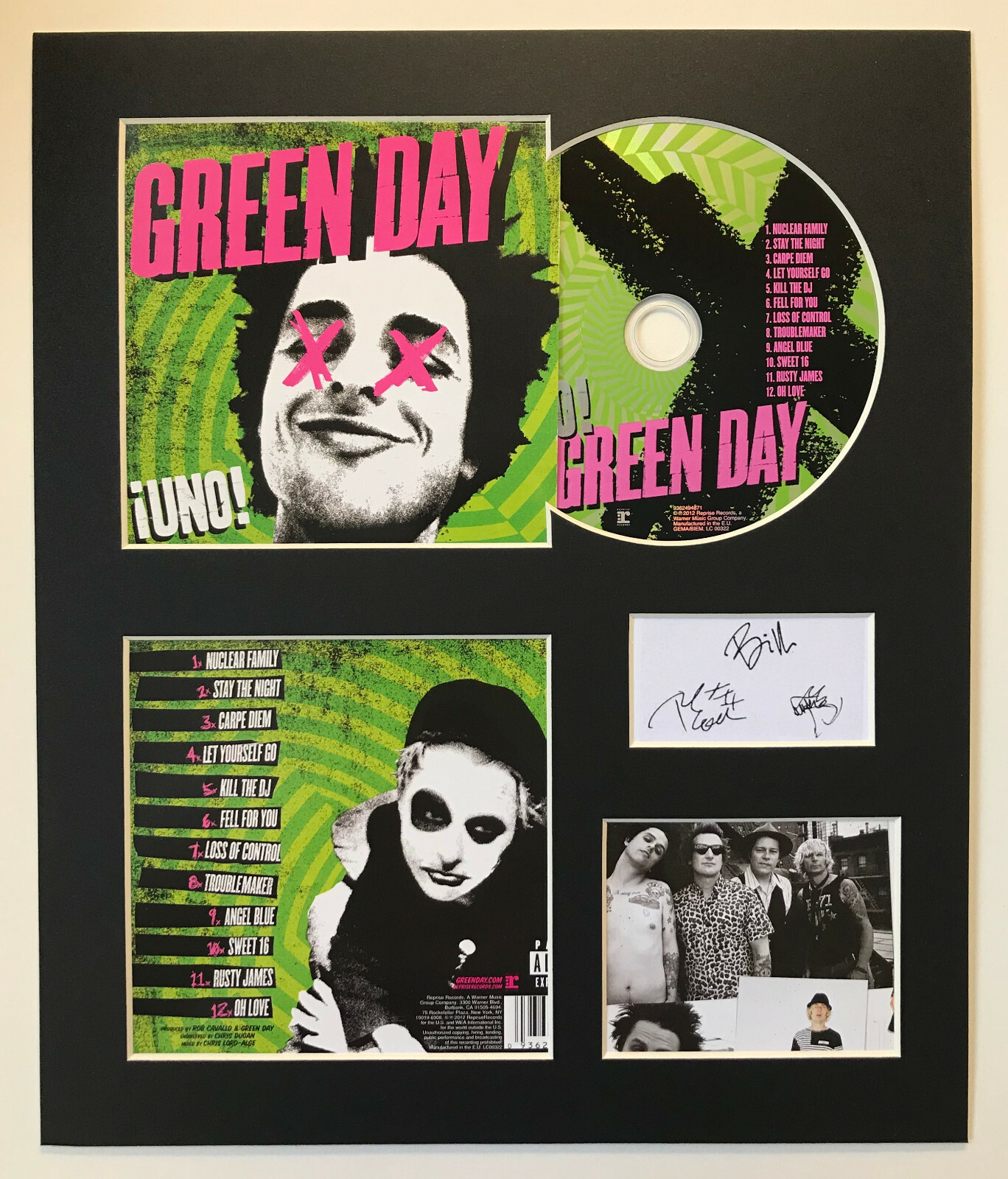 GREEN DAY - Signed Autographed - UNO! - Album Display | eBay