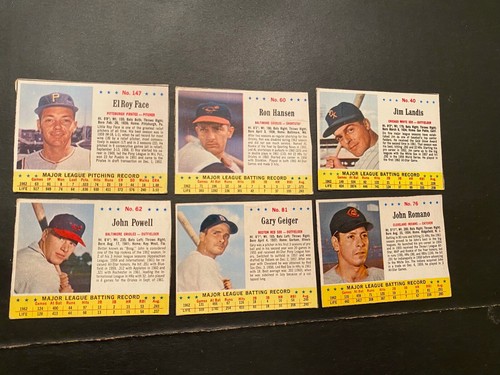 rare 1963 jello baseball cards 22 different dean chane etc & 6 1961 ...