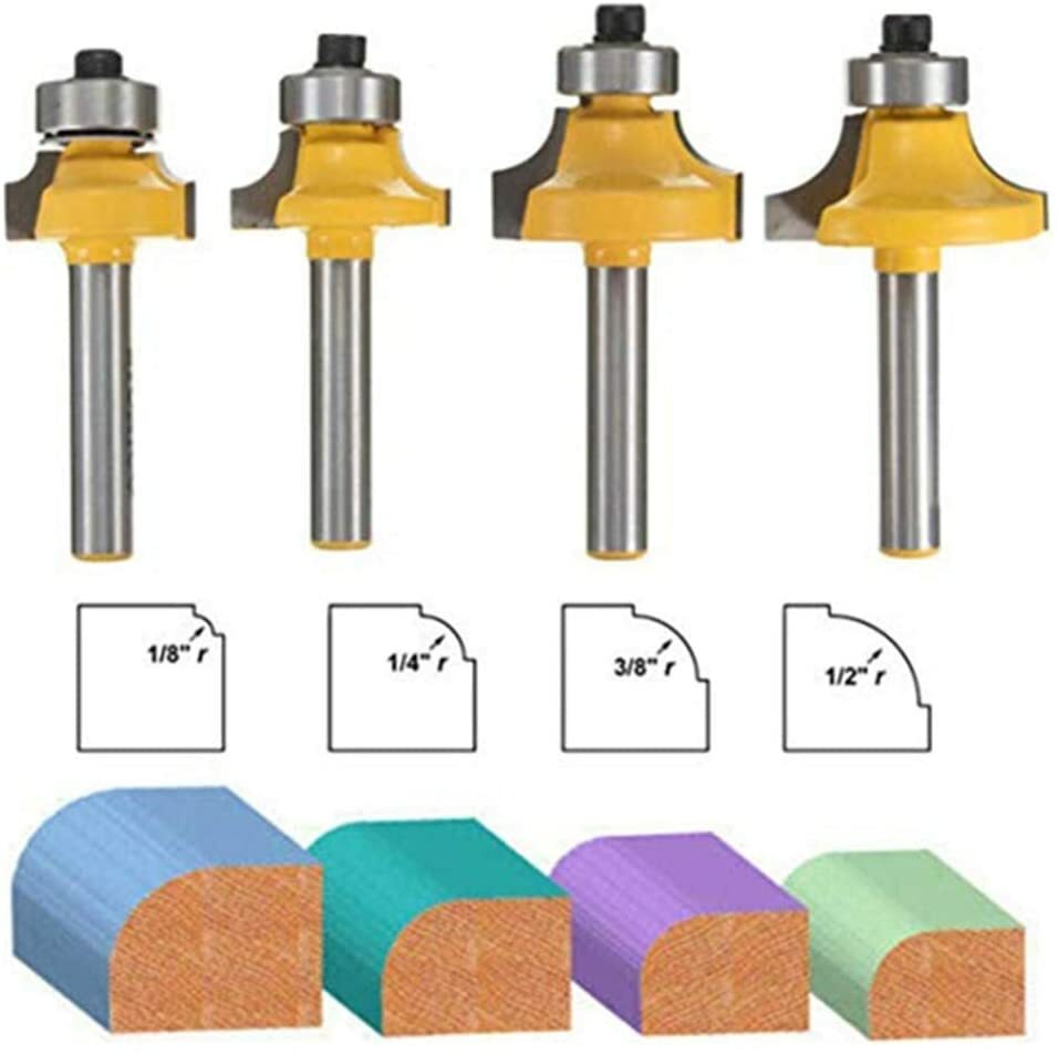 1/4" Shank Round over Edging Router Bit Set Corner Rounding Edge ...