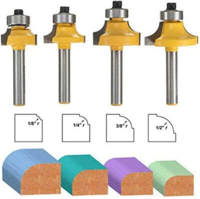 1/4" Shank Round over Edging Router Bit Set Corner Rounding Edge ...