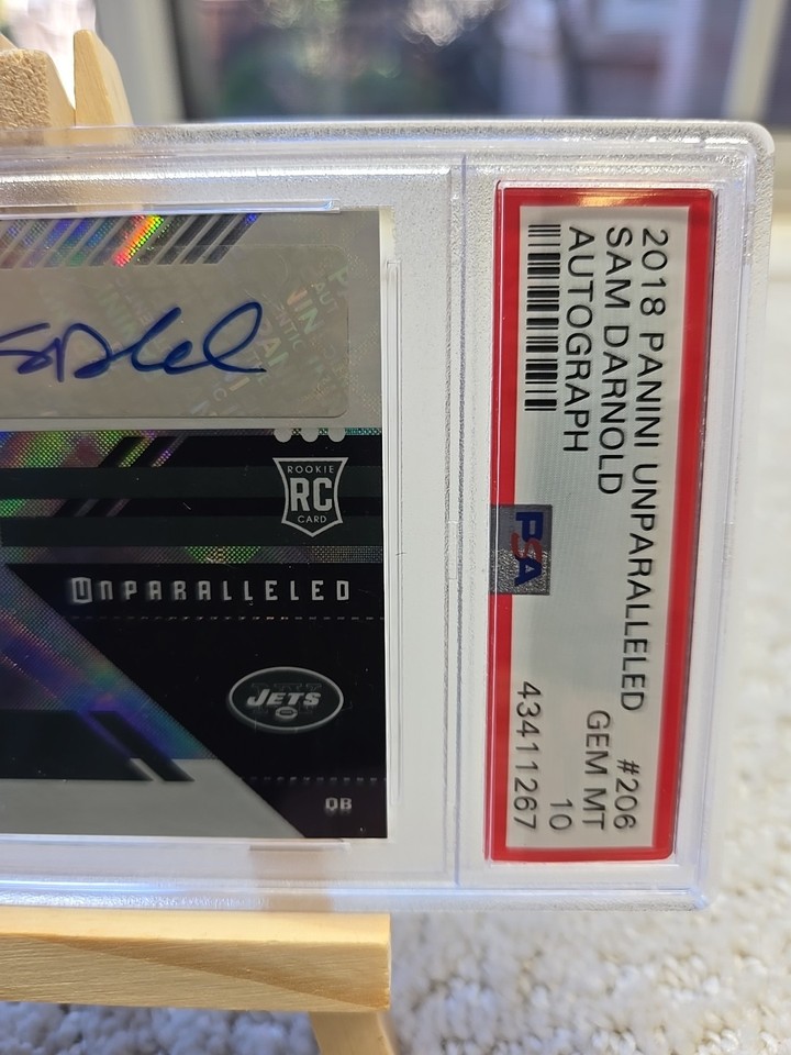 2018 Panini Unparalleled Sam Darnold Rookie Signature Auto RC Jets Pop ...