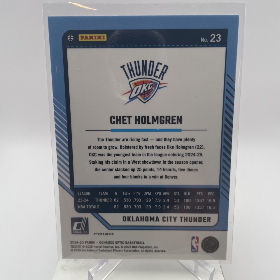 2024-25 Panini Donruss Optic - Chet Holmgren #23 Purple Prizm | eBay