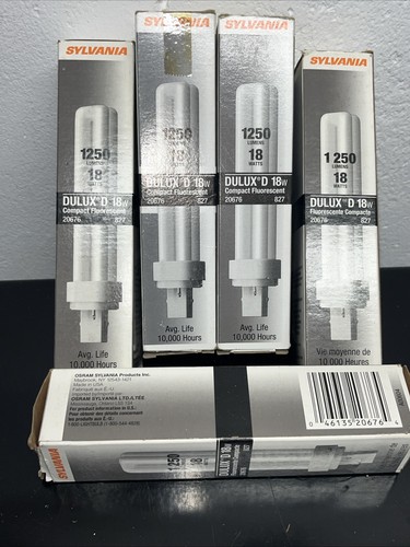 5 Sylvania CF18DD/827 T4 CFL 2-Pin G24d-2 Base 18-Watt Compact ...