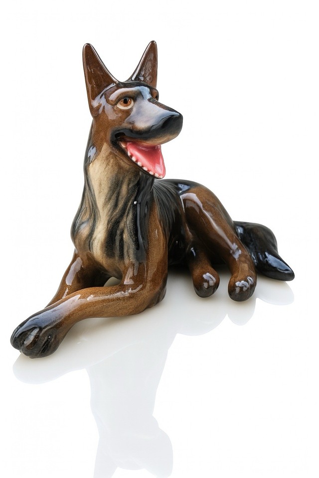 Vintage Large Ceramic German Shepherd Figurine 12” Gloss Japan Label c ...