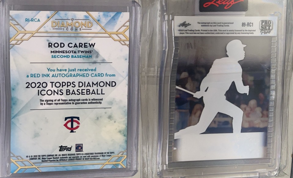 LOT OF TWO ROD CAREW AUTO CARDS #'rd /4 TWINS ANGELS TOPPS DIAMOND ...