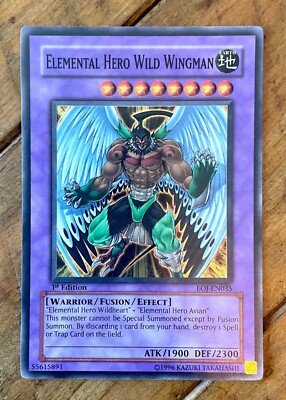 Yu-Gi-Oh! Elemental Hero Wild Wingman EOJ-EN035 1st Edition Super Rare ...
