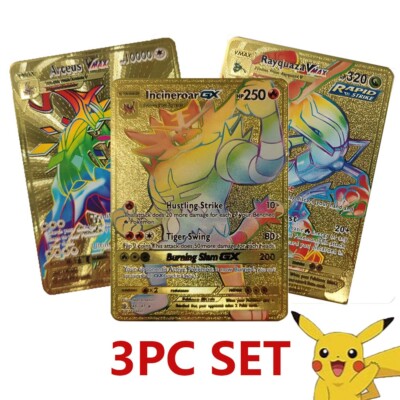 Pokemon Metal Cards TCG Arceus/Rayquaza/Incineroar VMAX + 1 waterpen ...