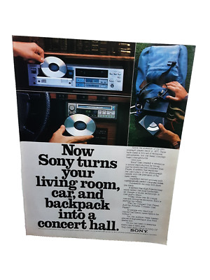 Vintage 1985 Print Ad Sony CD Compact Disc Turn Into Concert Hall ...
