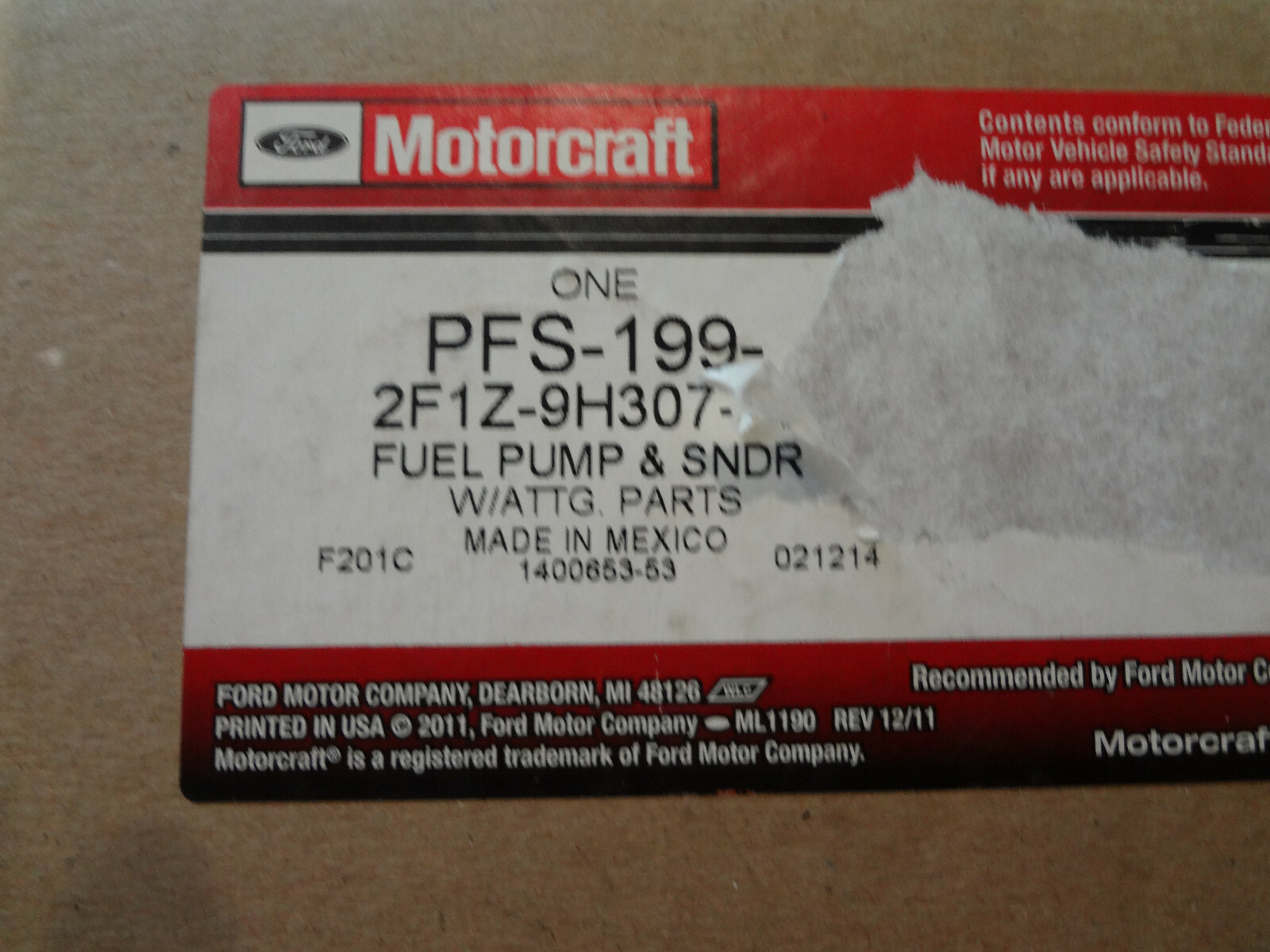 Fuel Pump and Sender Assembly Motorcraft PFS-199 for sale online | eBay