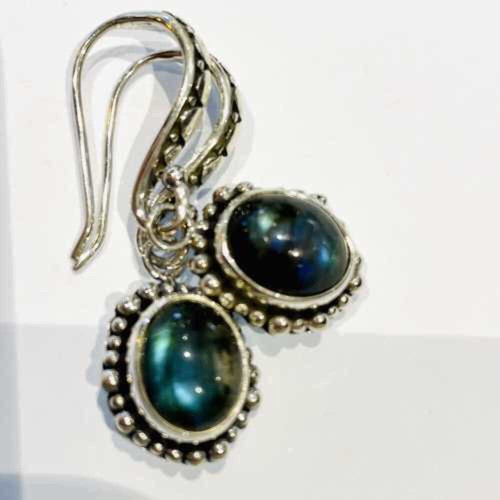 Dusky Orbs Silver Earring with Labradorite | Mystical Charms and ...