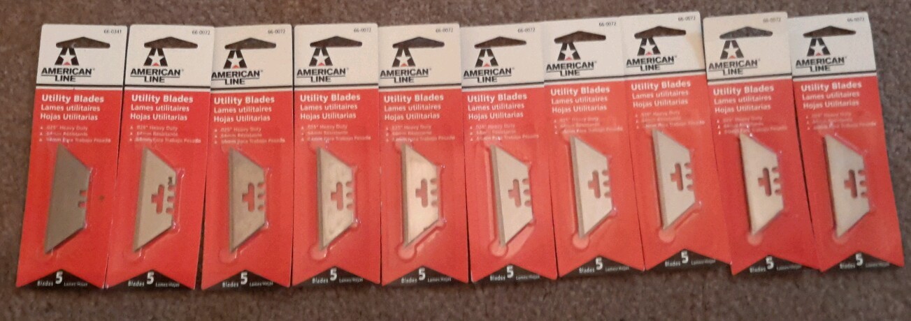 American Line Utility Blades .025" Heavy Duty 5 Pack 66-0072 Lot of 10 ...