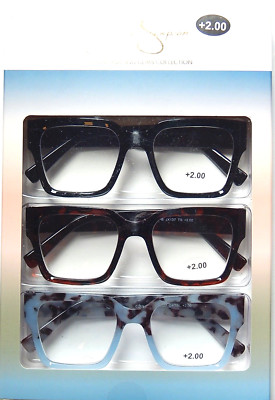 JESSICA SIMPSON 3-PACK SET PREMIUM READING GLASSES READERS +2.00 NEW ...