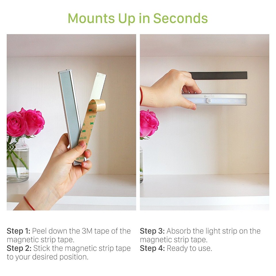 Pack of 2x Magnetic Adhesive Strips for LED Motion Sensor Lights Model ...