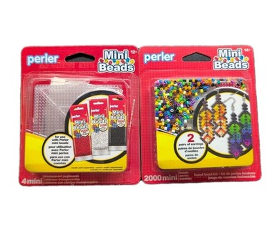 Perler Mini Beads Fused Bead Kit Earring Jewelry Making 2000 Beads & 4 ...