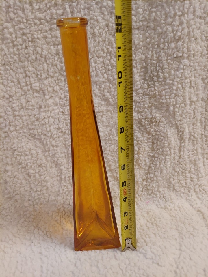 Tall Thin Triangle Orange/amber Vase 12 Inches Tall | eBay
