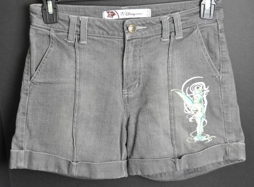 Disney Store Womens 4 Tinker Bell Gray Denim Cuff Shorts ~ 4 1/2 ...