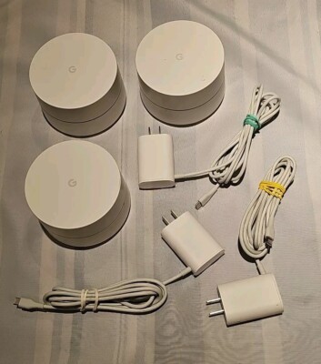 Google Nest Wifi AC-1304 Bundle 3-Pack MESH Router Wifi + Power Cords ...