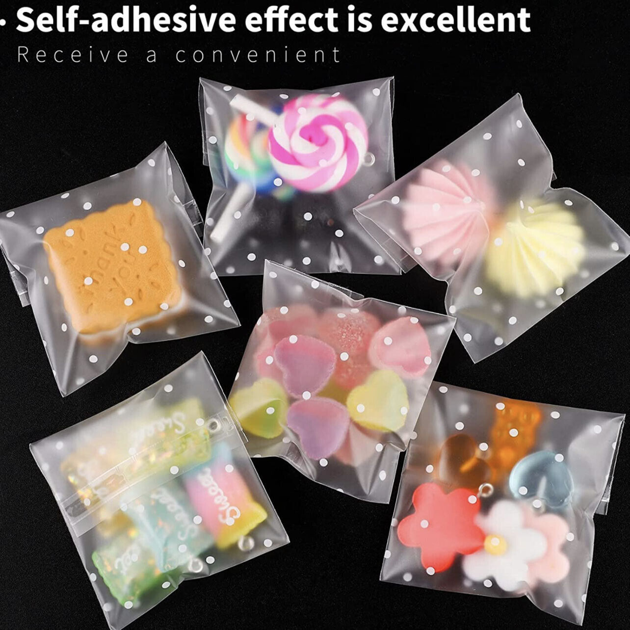 100 PCS Clear Dots Candy Packaging Bags Self Adhesive Cookie Biscuit ...