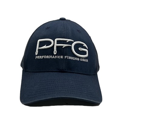 Columbia PFG Performance Snap Back Hat Cap Fishing Gear Blue Trucker | eBay
