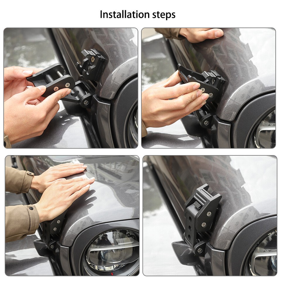 Hood Latches Lock Catch Anti-theft Cover for Jeep Wrangler JL JLU JT ...