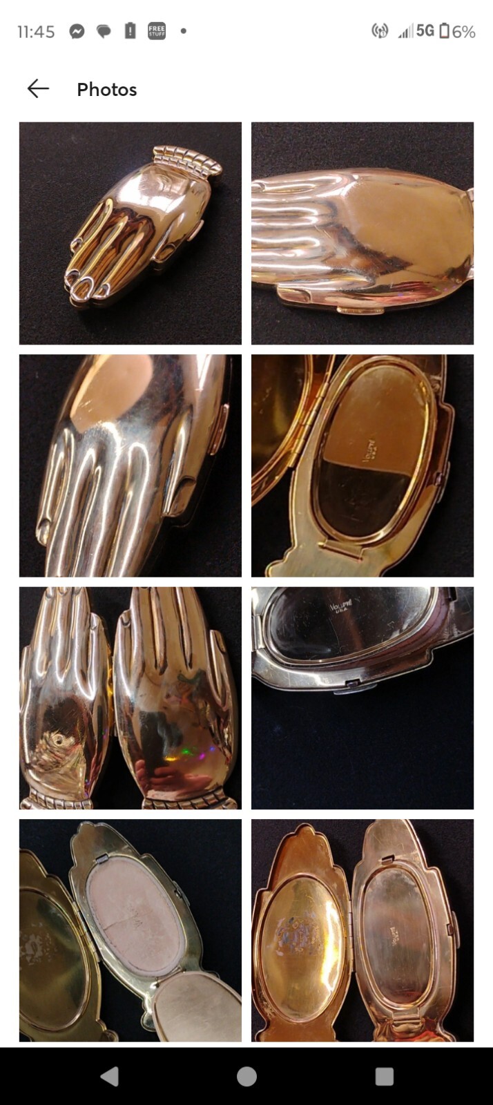 VOLUPTE HAND COMPACT Ladies Hand Shape Glove Golden Gestures 1940s Art ...