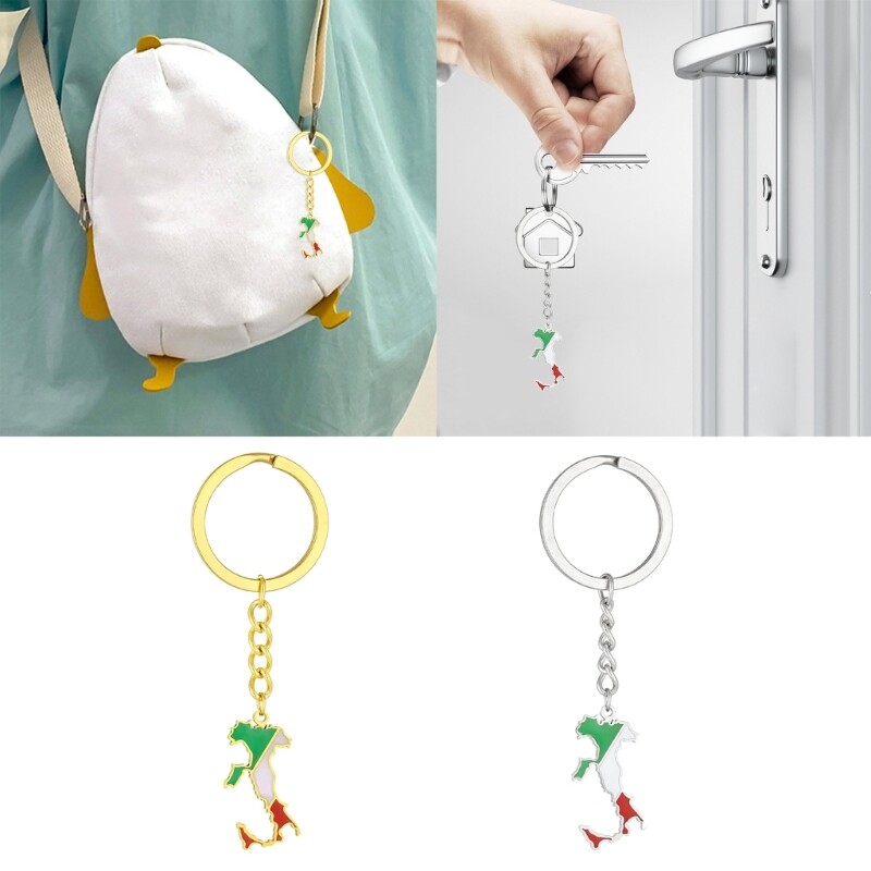 Stylish Italy Map Keychain Stainless Steel Material Key Jewelry Map Key ...