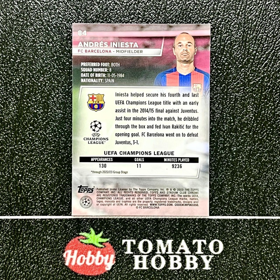 TOPPS STADIUM CHROME UEFA 2022-23 ANDRES INIESTA PINK RED REFRACTOR 1: ...