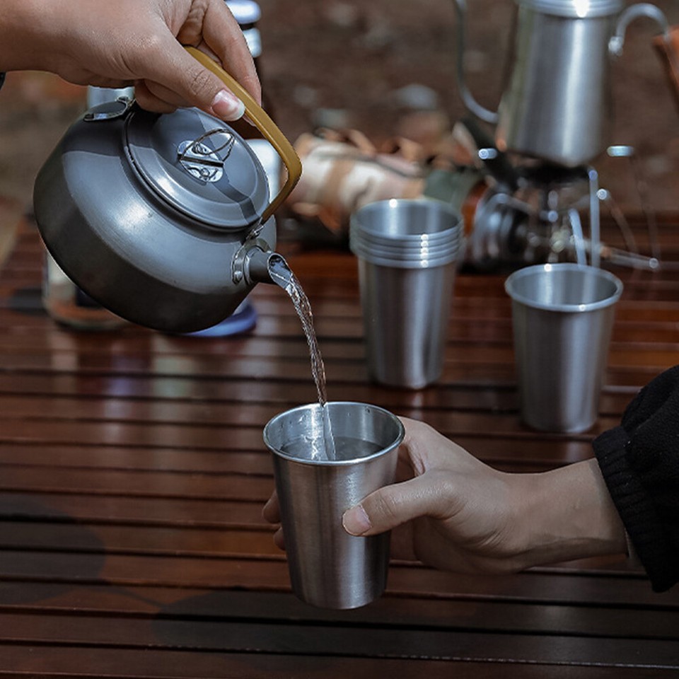 8Pcs Camping Cup Set 350ml+80ml Outdoor Coffee Cups Camping Beer Cups ...