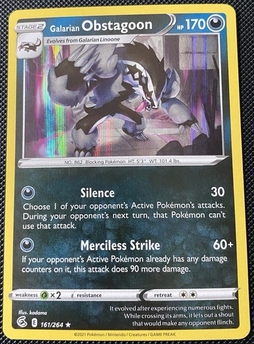 Galarian Obstagoon 161/264 Swsh08: Fusion Strike Holo - Pokémon Card | eBay