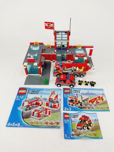 LEGO CITY: Fire Station 7945 Complete Vintage Retired w/ Fire Trucks | eBay