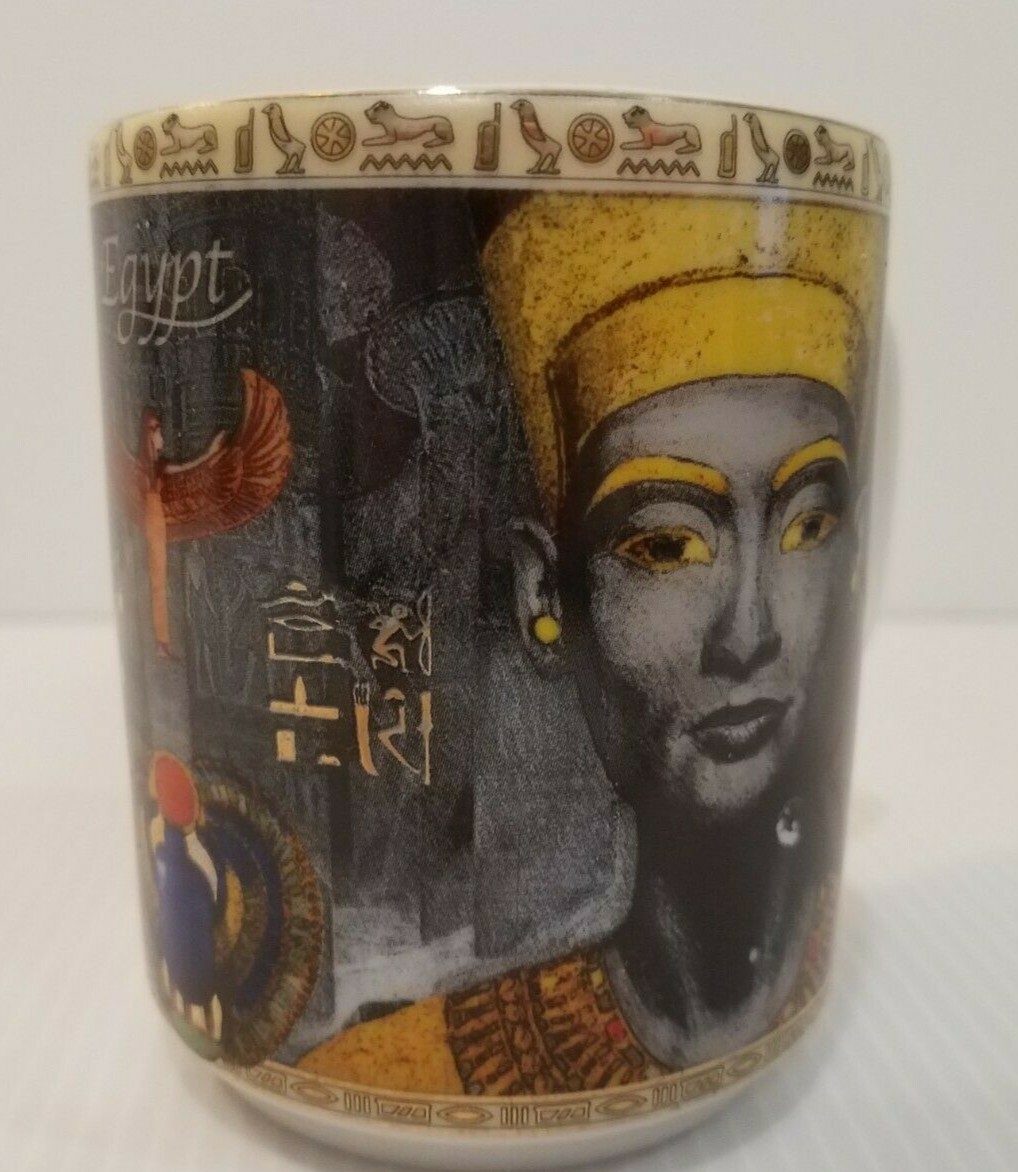 Vintage F M Fathi Mahmoud Egyptian Pharaonic drawings Egypt Coffee Mug ...