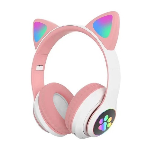 Cute Girls Bluetooth Wireless Headset LED Flashlights Cat Ear Over-Ear ...