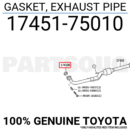 1745175010 Genuine Toyota GASKET, EXHAUST PIPE 17451-75010 | eBay
