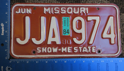 1980 80 1984 84 MISSOURI MO LICENSE PLATE TAG - JJA 974 | eBay