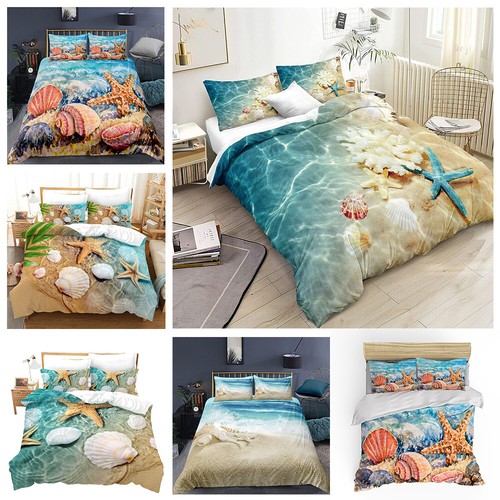 Sea Shell Bed Quilt/Doona/Duvet Cover Set Pillowcases Single/Queen ...