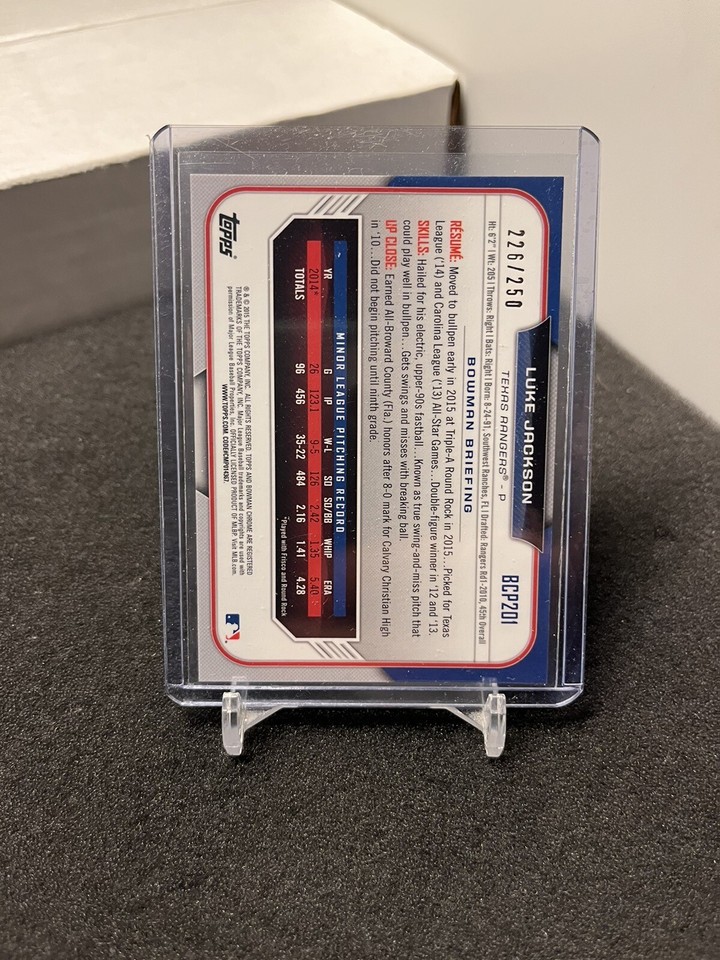 Luke Jackson 2015 Bowman Chrome BCP201 Texas Rangers purple refractor ...