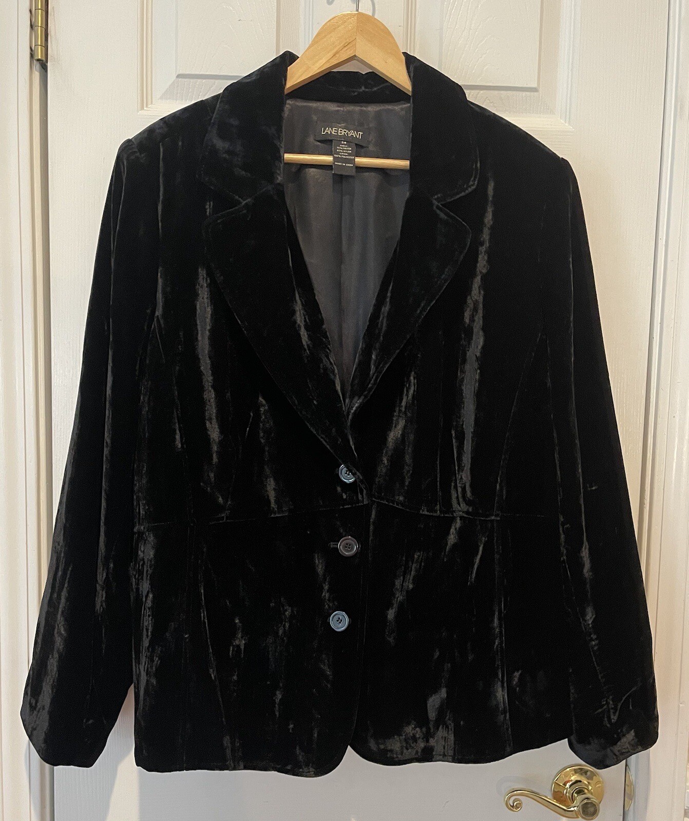 Lane Bryant Velvet Blazer Womens Size 28 Black Velour Jacket | eBay