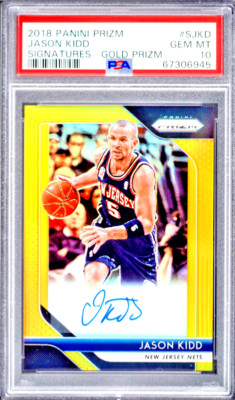 2018 PANINI PRIZM SIGNATURES GOLD JASON KIDD AUTO /10 #SJKD PSA 10 GEM ...