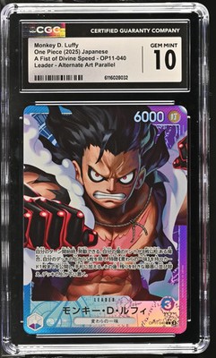 Monkey D. Luffy #OP11-040 Japanese One Piece Divine Speed CGC 10 Gem ...