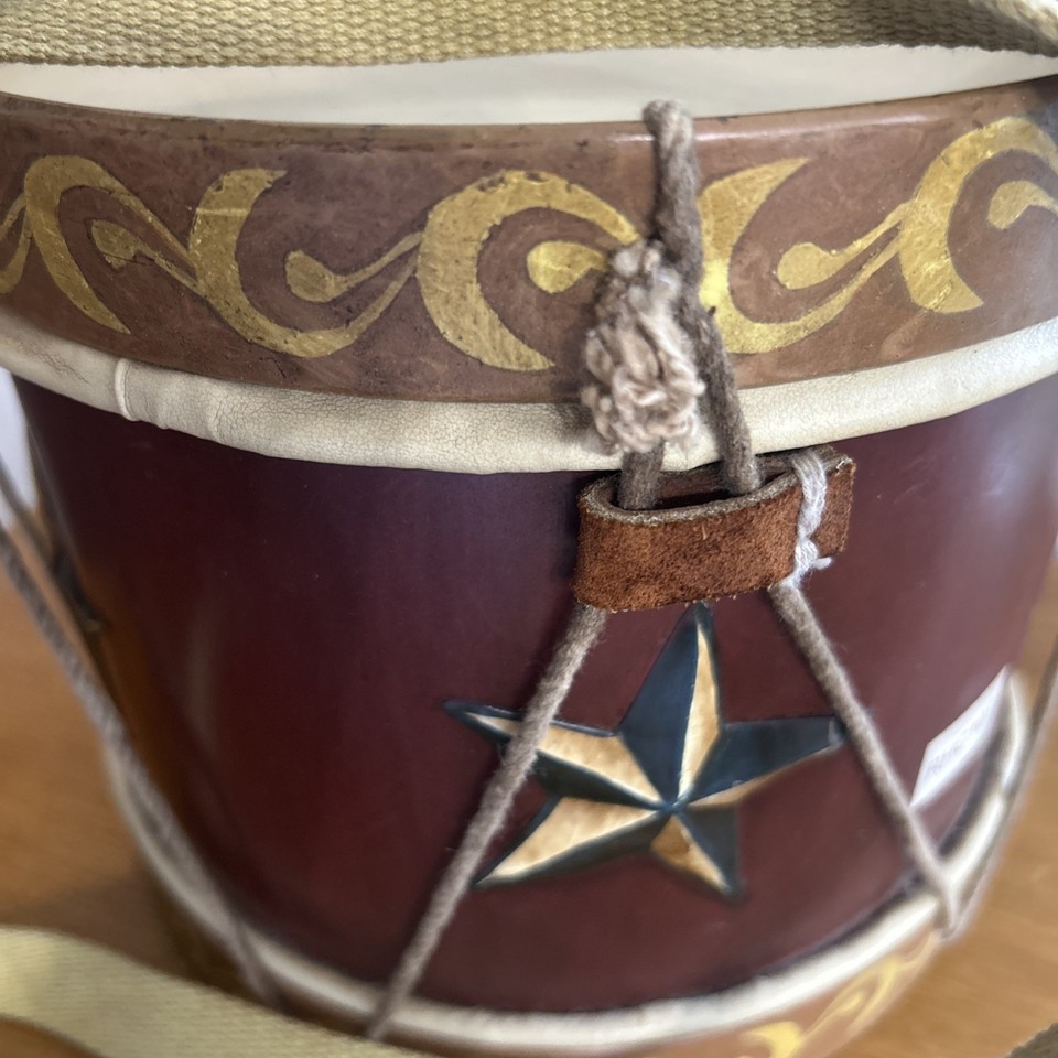 Civil War *STYLE* Tin & LEATHER Drum W/ Rope ~ RUDIMENTS~STAR DESIGN ...