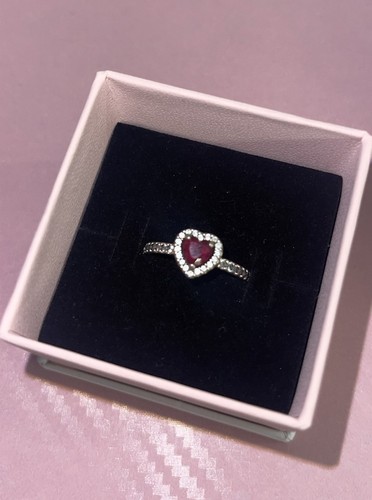 Pandora Red Silver Elevated Heart Ring Size 6 | eBay