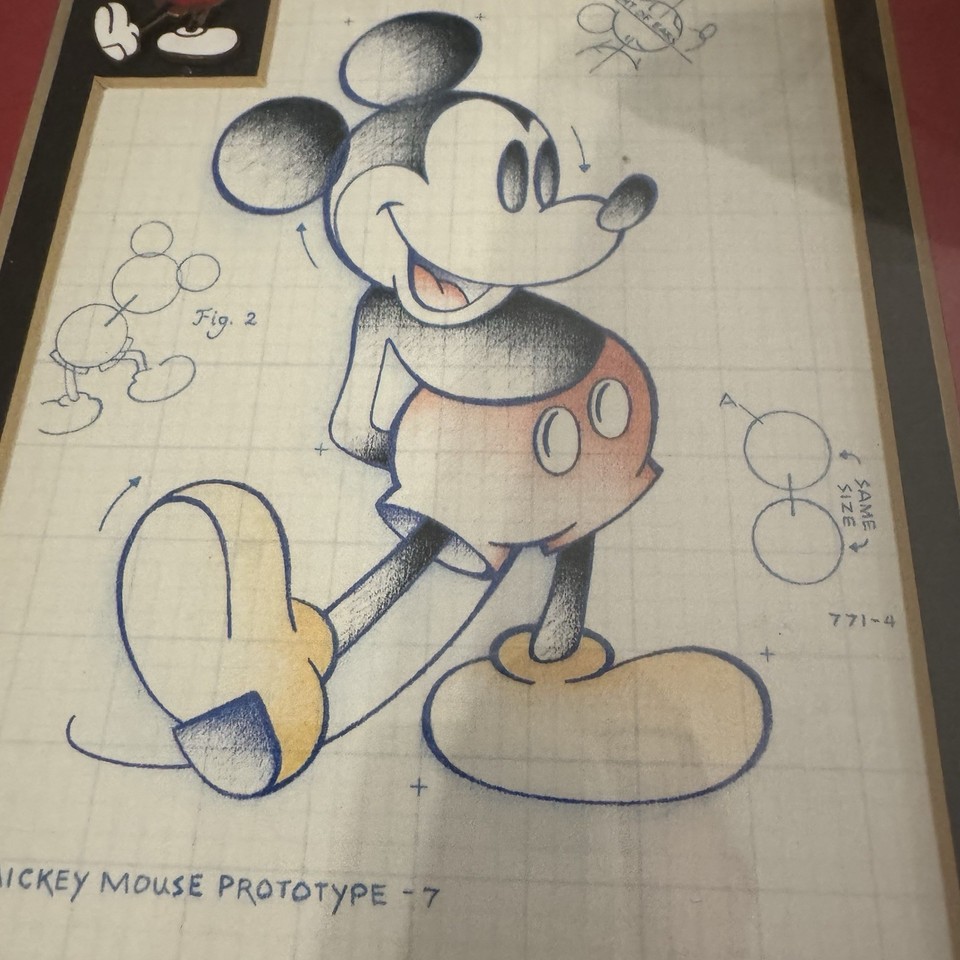Vintage Walt Disney Mickey Mouse Prototype -7 Framed Mickey Mouse ...