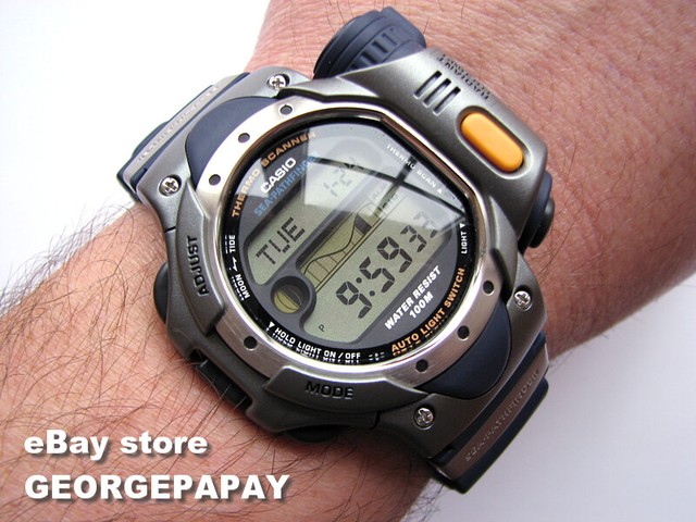 Casio Thermo Scanner Sea Pathfinder Digital Watch Spf-10 Battery ...