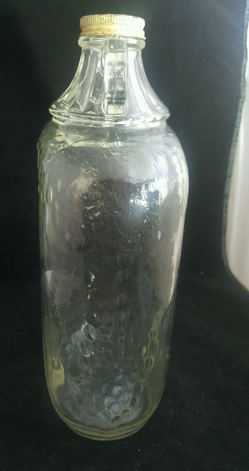 Vintage Double Finger Loop Grape Design Clear Glass Jug with Lid One ...