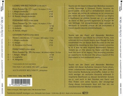 TEUNIS VAN DER ZWART / ALEXANDER MELNIKOV HORN & PIANO: A COR BASSE ...