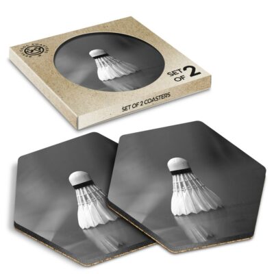 2 x Hexagon Coasters - BW - Badminton Shuttlecock #38884 | eBay UK