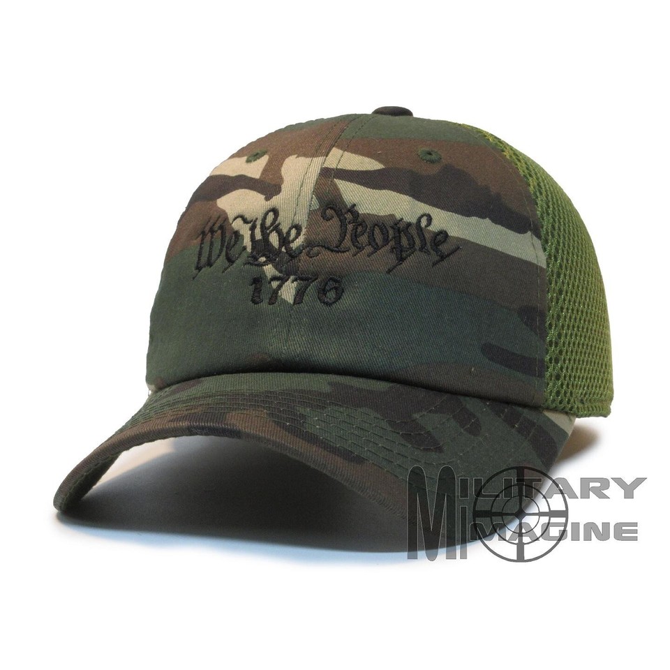 We The People 1776 2A US Flag Hat Army Camo M81 Micro Mesh Tactical Cap ...