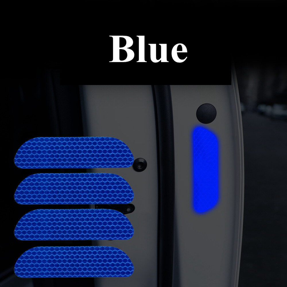 4x Blue Reflective Strip Car Door Handle Safety Warning Tape Sticker ...