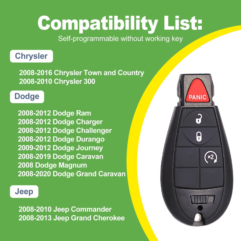 2 New Replacement Remote Key Fob Tool Kit For 2008-2013 Jeep Grand ...