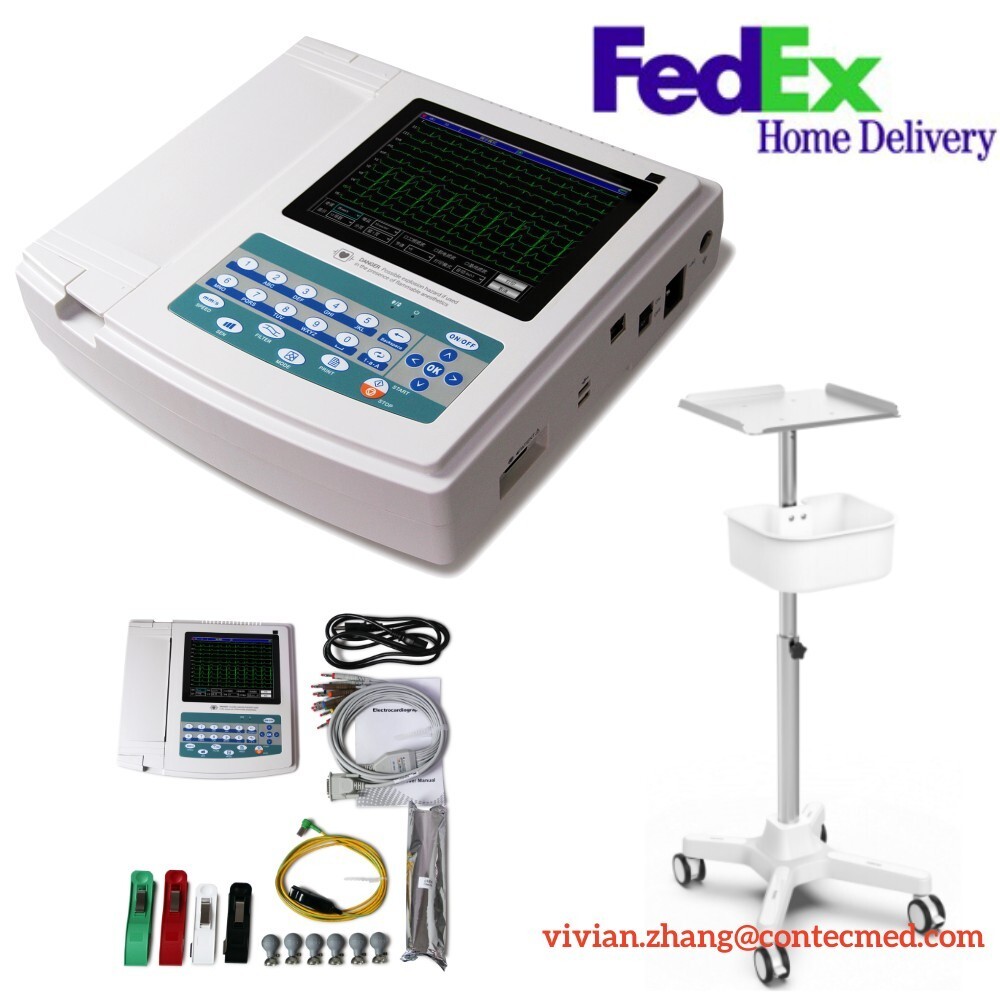 ECG1200G ECG/EKG Machine 12 Channel Lead Electrocardiograph with Stand ...
